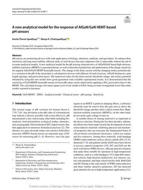 Pdf A New Analytical Model For The Response Of Algangan Hemt Based