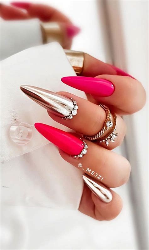 50 Pick And Mix Nail Designs For An Unboring Look Pink And Chrome