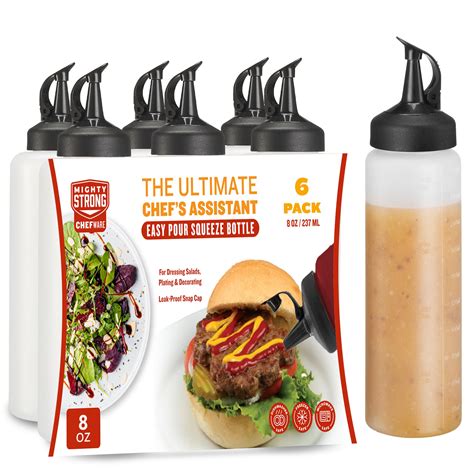 6 Pack Condiment Squeeze Bottles For Sauces 8 Oz Squirt