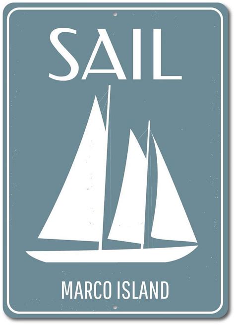 Aluminum Sign 8 X 12 Inch Sailboat Sign Island Name Destination Metal