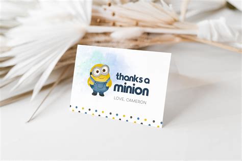 Minion Personalized Birthday Thank You Card Digital Download Etsy