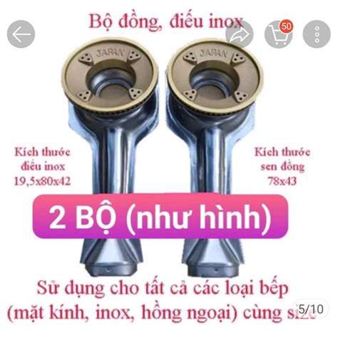 Combo 2 Điếu Inox Đầu Đốt Chia Lửa Bếp Gas Sen đồng Chữ Japan Kèm