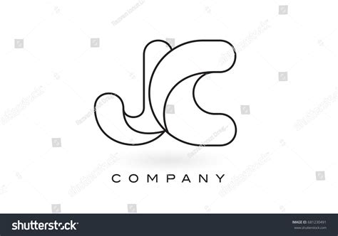 Jc Monogram Letter Logo Thin Black Stock Vector Royalty Free 681230491