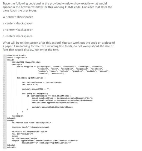 Solved Trace The Following Code And In The Provided Window Chegg