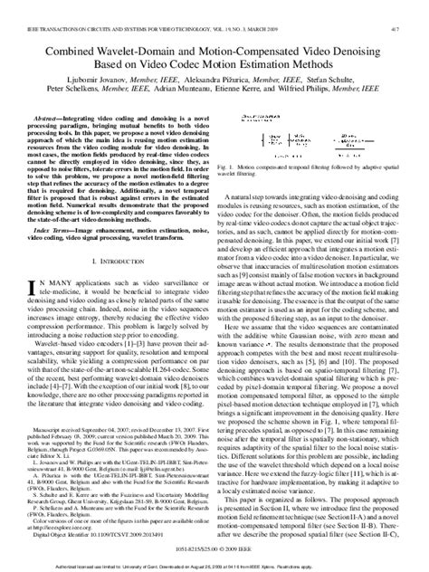 pdf combined wavelet domain and motion compensated video denoising