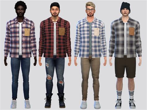 The Sims Resource Loose Flannel Shirt