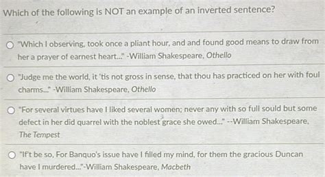 Which Of The Following Is Not An Example Of An Inverted Sentence