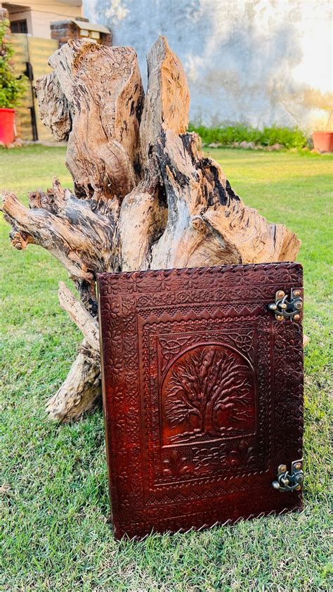 Extra Large Leather Folder Tree Of Life Coptic Bound Extra Thick