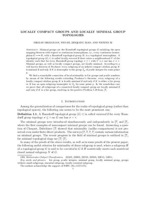 Pdf Locally Compact Groups And Locally Minimal Group Topologies