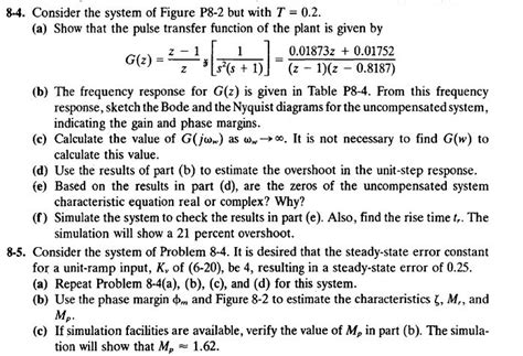 solved 8 4 consider the system of figure p8 2 but with t