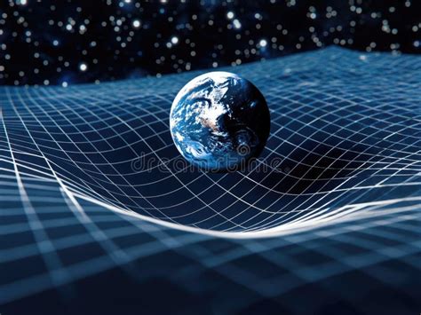 Earth In Curved Space Time Gravity Grid Surrounding Planet Cosmic