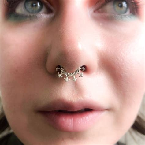 Delicate Gothic Lace Septum 16g 18g Fake Nose Ring Helix Hoop