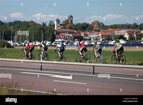 Cyclists On Road 50 Just South Of Askersund During The Worlds