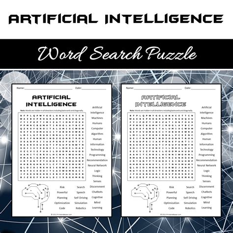 Artificial Intelligence Word Search Puzzle Made By Teachers