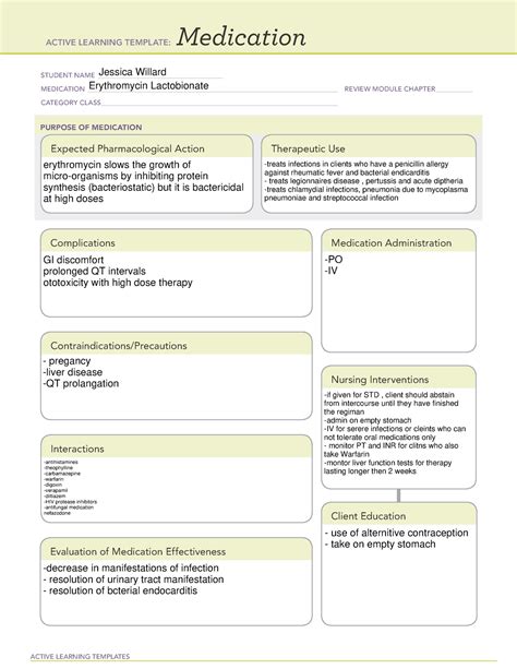 Erythromycin Ophthalmic Ointment Medication Template