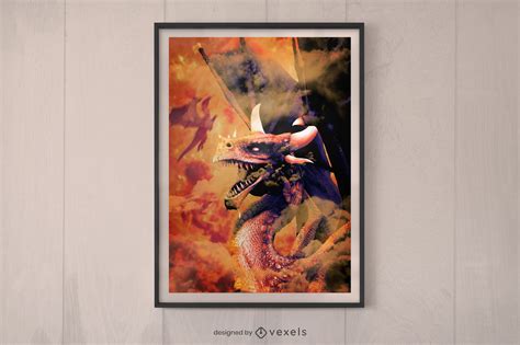 Fire Dragon Poster Design Psd Editable Template
