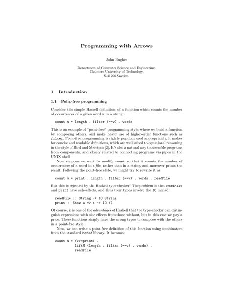 Pdf Programming With Arrows