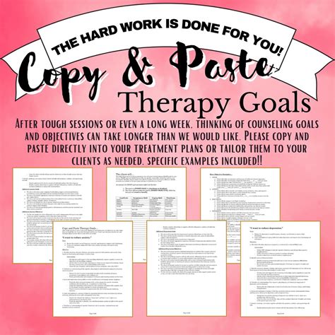Part 1 Therapy Cheat Sheet Goals And Objectives Mental Etsy
