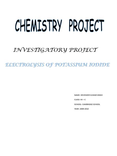 Electrolysis Of Potassium Iodide Pdf