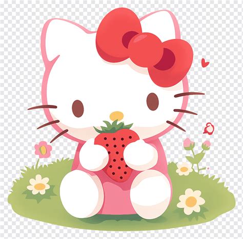 Hello Kitty With Strawberry Sweet Cartoon Png Pngwing