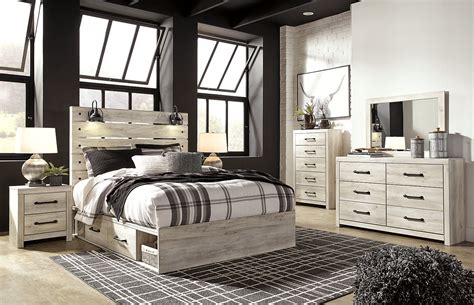 Abby 6pc Bedroom Set With Side Storage Bed Dresser Mirror And Night