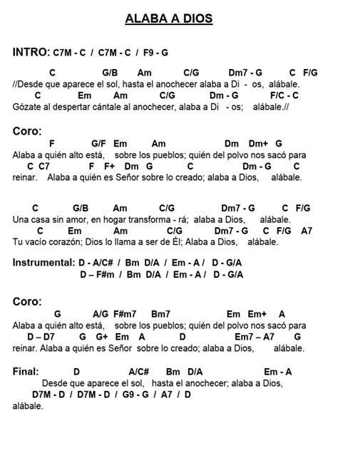 Alaba A Dios Cifra Pdf