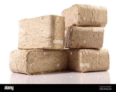 Square Sawdust Briquettes Compressed Biomass Wood Fire Logs Isolated