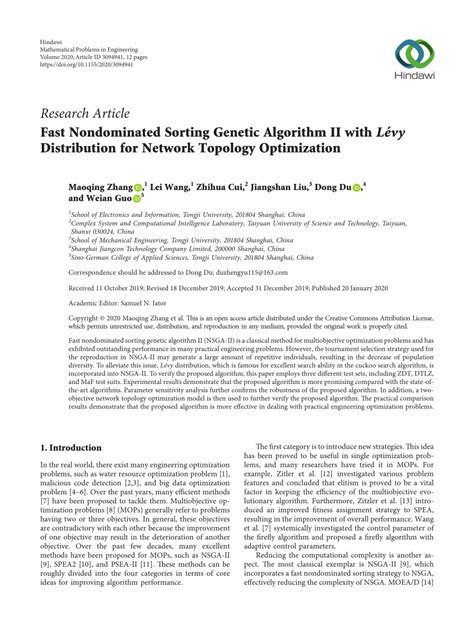 Pdf Fast Nondominated Sorting Genetic Algorithm Ii With Lévy