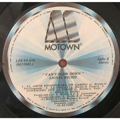 Lionel Richie Cant Slow Down Vinyl Lp 1983 Ve Original Hhv