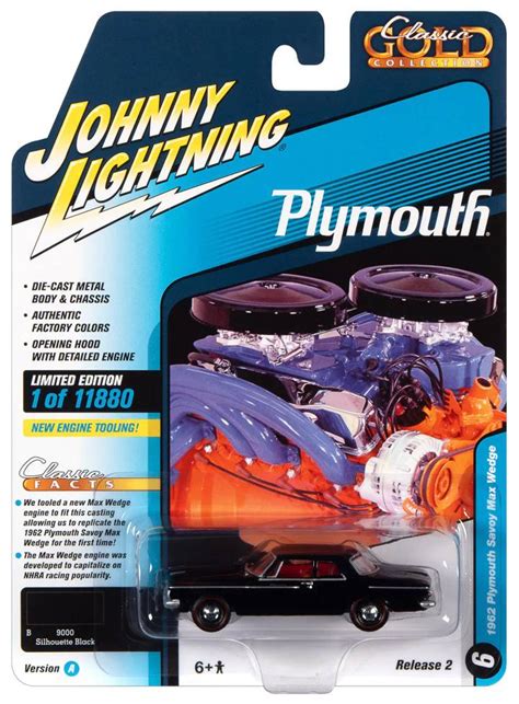 1962 Plymouth Savoy Max Wedge Silhouette Black Johnny Lightning