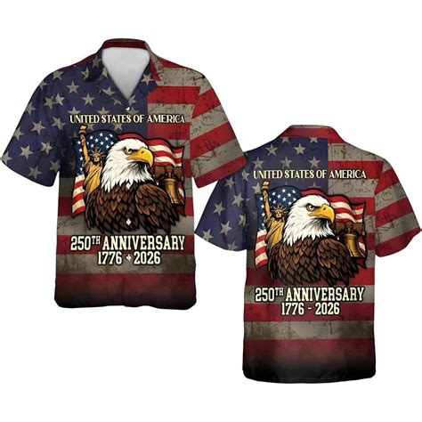 Patriotic Eagle Usa Flag Hawaiian Shirt 250th Anniversary 1776 2026