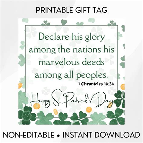 St Patricks Day Scripture Printable Cardt Tag Etsy