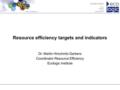 Resource Efficiency Targets And Indicators