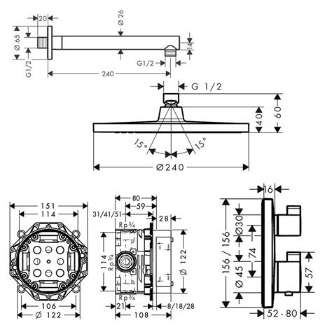 Hansgrohe Square Select 2 Outlet Thermostatic Valve With Crometta E 24