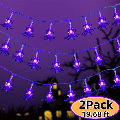 Halloween String Lights Halloween Decorations Spider Lights Waterproof 19 68 Ft 40 Led Battery