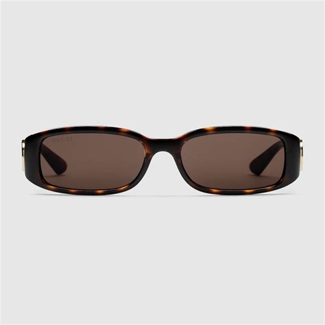 Rectangular Frame Sunglasses In Dark Tortoiseshell Gucci® Us