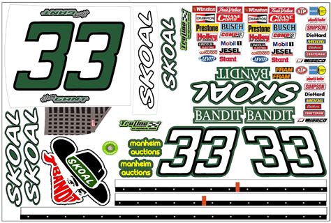 Nascar Rc Replica Decal Set 33 Gant Skoal Truline Graphics Rc