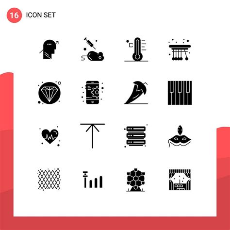 16 User Interface Solid Glyph Pack Of Modern Signs And Symbols Of