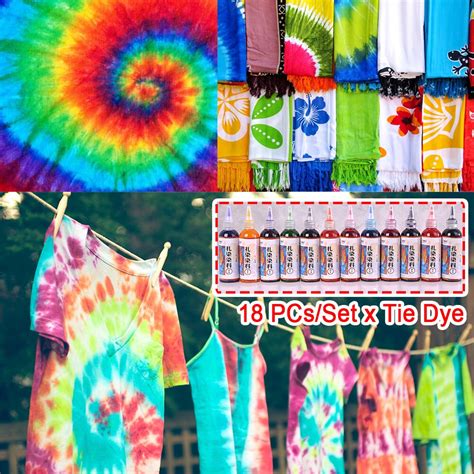 18 Colors Diy Arts Tie Dye Kit Fabric Textile Craf Grandado