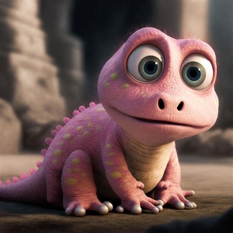 A Pink And Purple Lizard With A White Face And A Purple Tail Sits On A Stone Premium Ai