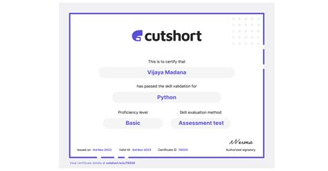 Vijayas Skill Certificate For Python Cutshort