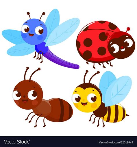 Cute Insects Collection Vector Image On Vectorstock