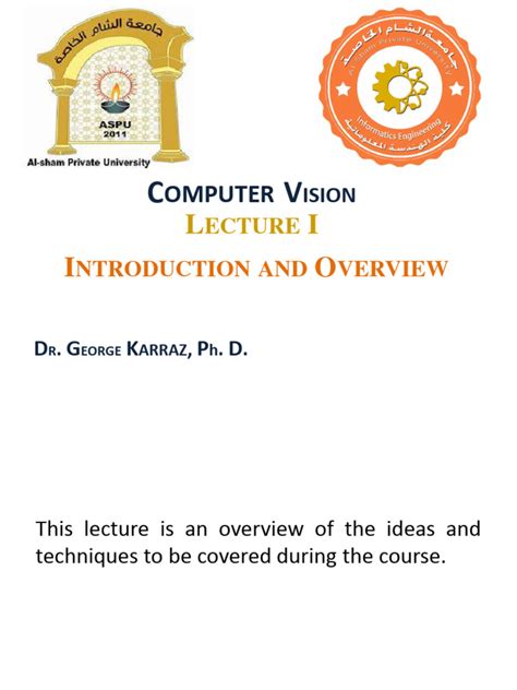Computer Vision Course Pdf Computer Vision Decibel