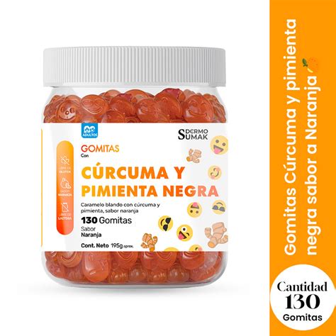 Gomitas De Curcuma Y Pimienta Negra Adultos 130 Gomitas Dermo Sumak