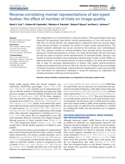 Pdf Reverse Correlating Mental Representations Of Sex Typed Bodies