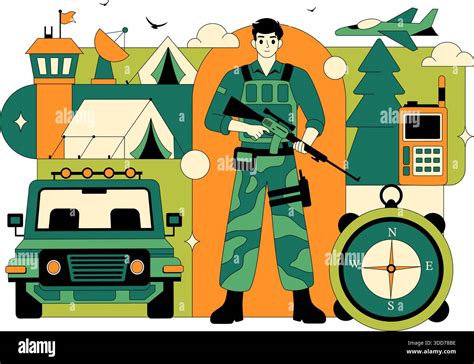Military Army Forces Vector Illustration Featuring Soldiers Weapons