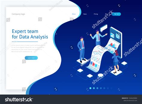 Isometric Expert Team Data Analysis Business Stock Vector Royalty Free