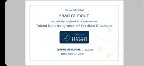 Jai Reussi Ma Certification Talend Data Integration V7 I Am