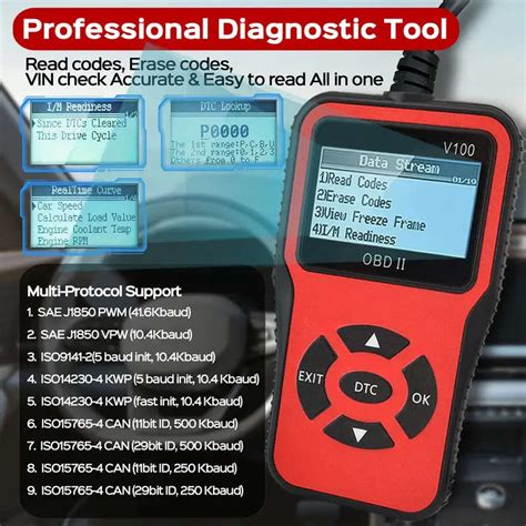 Scanners Professional Engine Fault Code Diagnostic Scan Tool For Obd Ii Protocol Cars V100