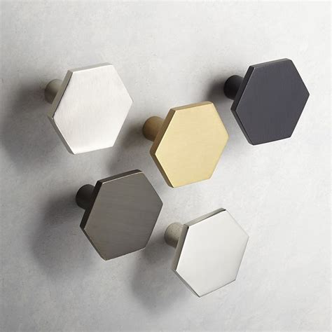 Hex Brushed Brass Knob Reviews Cb2 Modern Cabinet Hardware Knobs And Pulls Brass Knobs